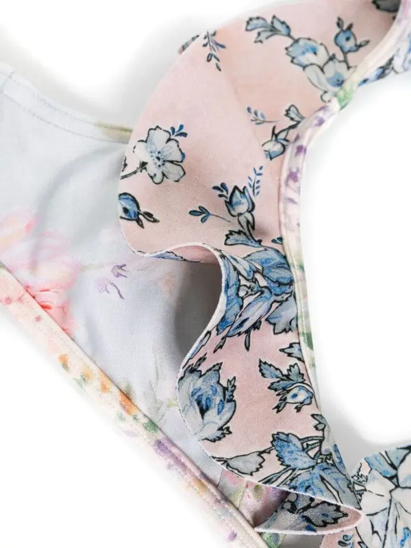 Zimmermann Halliday Spliced Frill Bikini Top - Pink
