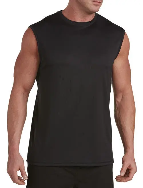 HARBOR BAY BY DXL Big & Tall Muscle Swim T-shirt - Black