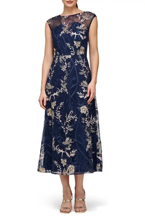 Js Collections Brynn Floral Embroidered Mesh A-line Dress