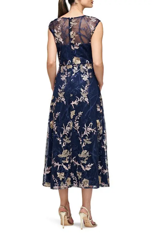 Js Collections Brynn Floral Embroidered Mesh A-line Dress