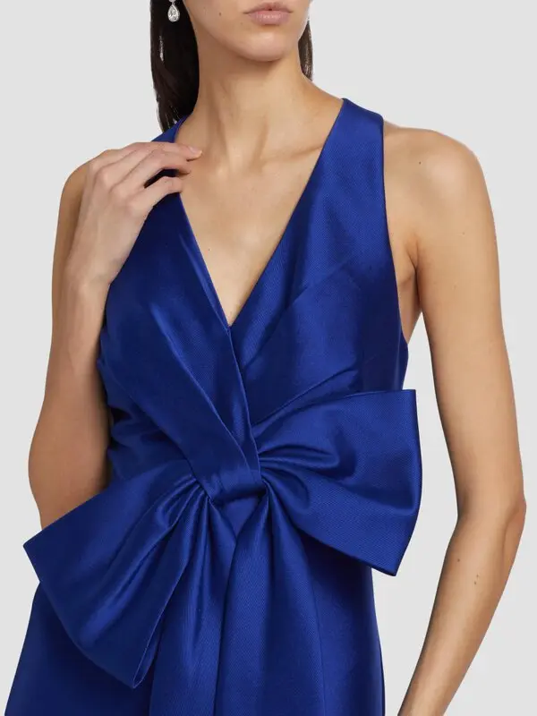 Badgley Mischka Satin Mikado Bow Mermaid Gown