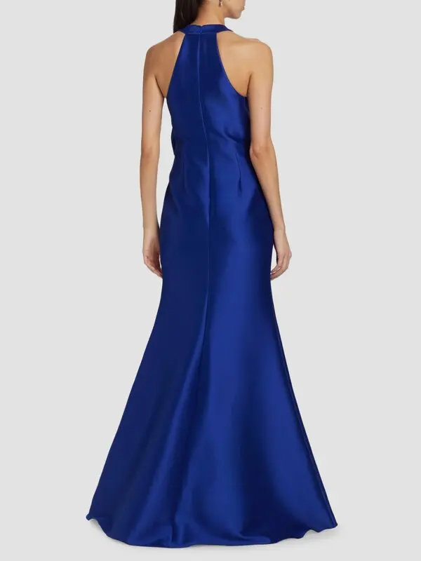 Badgley Mischka Satin Mikado Bow Mermaid Gown