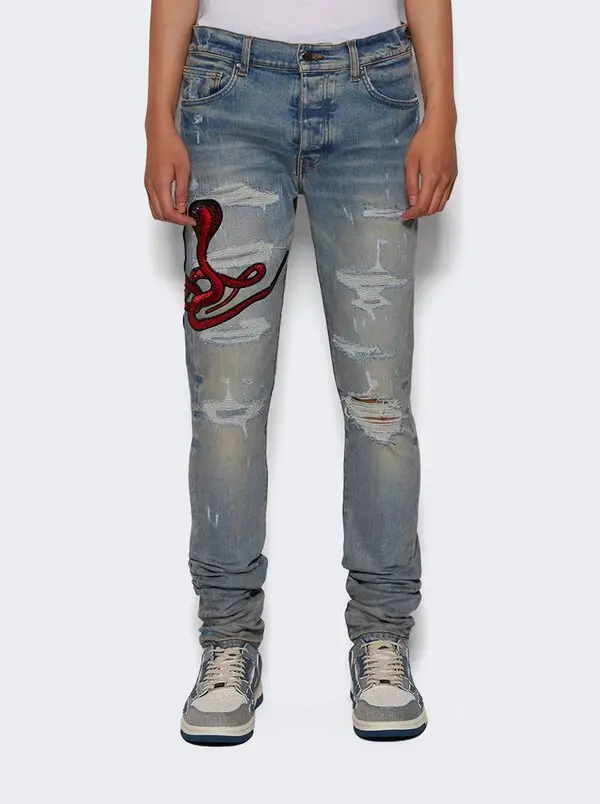 Farfetch Amiri Black Snake Jeans Men's Amiri Leather Thrasher