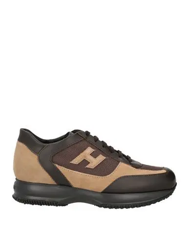 Hogan Dark Textile Fibers And Leather Low-top Sneakers - Dark Brown