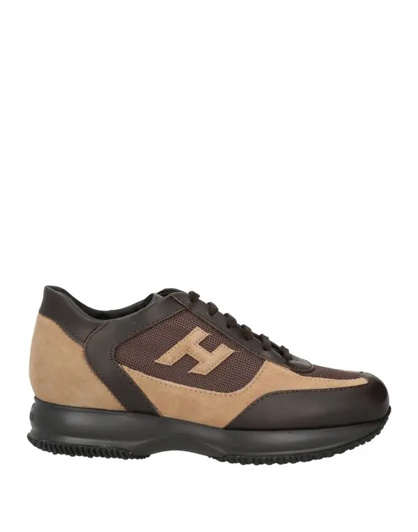 Hogan Dark Textile Fibers And Leather Low-top Sneakers - Dark Brown