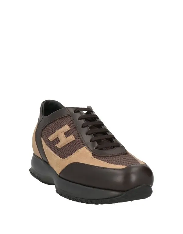 Hogan Dark Textile Fibers And Leather Low-top Sneakers - Dark Brown