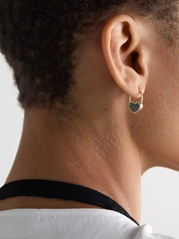Yvonne Léon Créole Cadenas Coeur Single Earring - Black