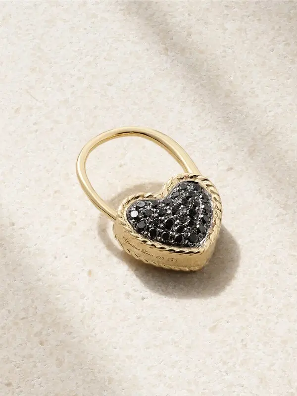 Yvonne Léon Créole Cadenas Coeur Single Earring - Black