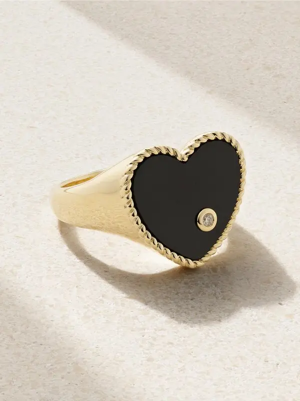Yvonne Léon Chevalière Coeur Ring - Black