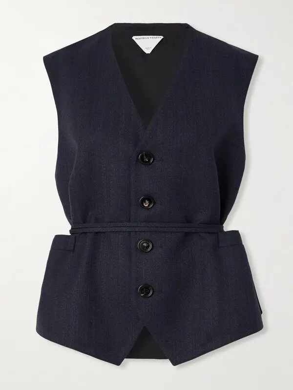 Bottega Veneta Belted Wool Waistcoat - Black