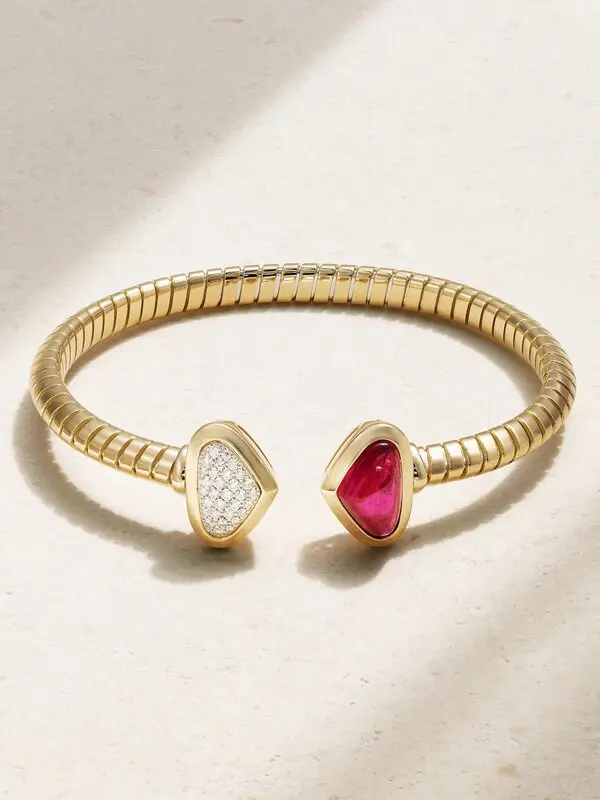 Marina B Trisolina Castagna 18-karat Diamond And Rubellite Bracelet - Gold