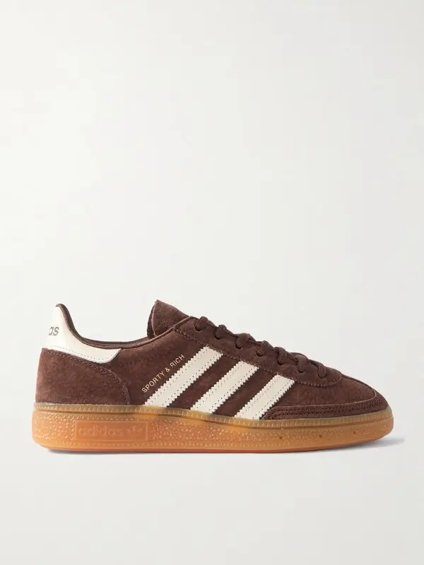 Adidas Originals By Alexander Wang Sporty & Rich Handball Spezial Leather-Trimmed  Suede Sneakers - Brown | Editorialist
