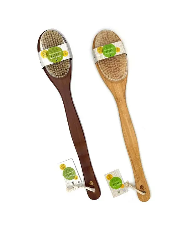 PURSONIC Bath Body Brush With Long Bamboo Handle - Natural