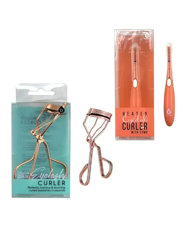 PURSONIC Salon Grade Eyelash Curler & Heated Eyelash Curler With Comb Bundle - Multicolor