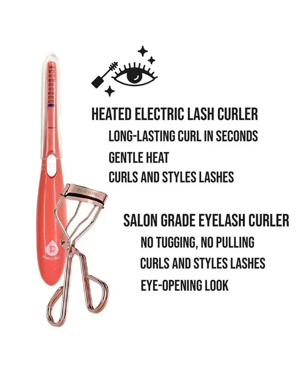 PURSONIC Salon Grade Eyelash Curler & Heated Eyelash Curler With Comb Bundle