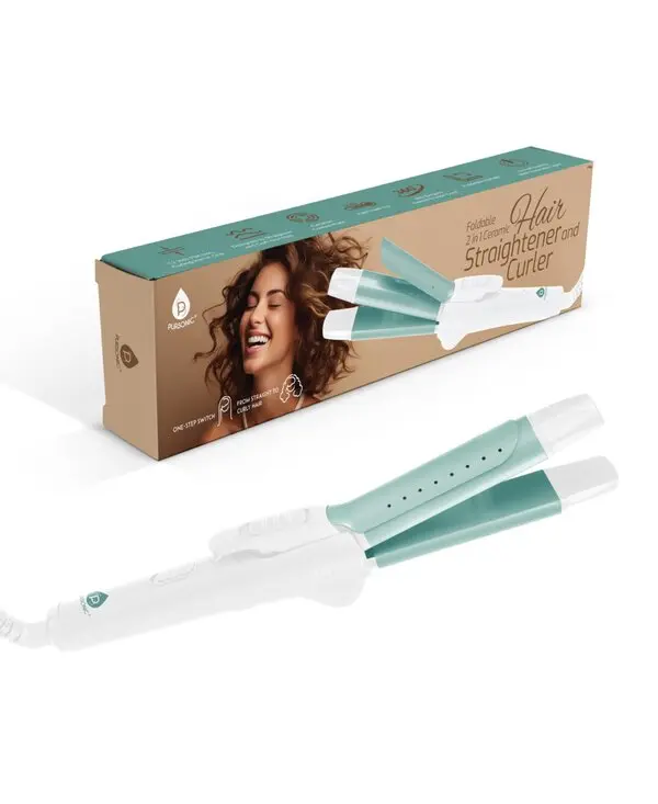 PURSONIC All-in-one Straightener And Curler - White And Aqua