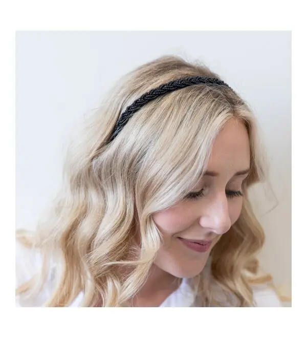HEADBANDS OF HOPE Beaded Braided Headband - Black