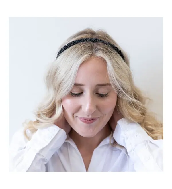 HEADBANDS OF HOPE Beaded Braided Headband - Black