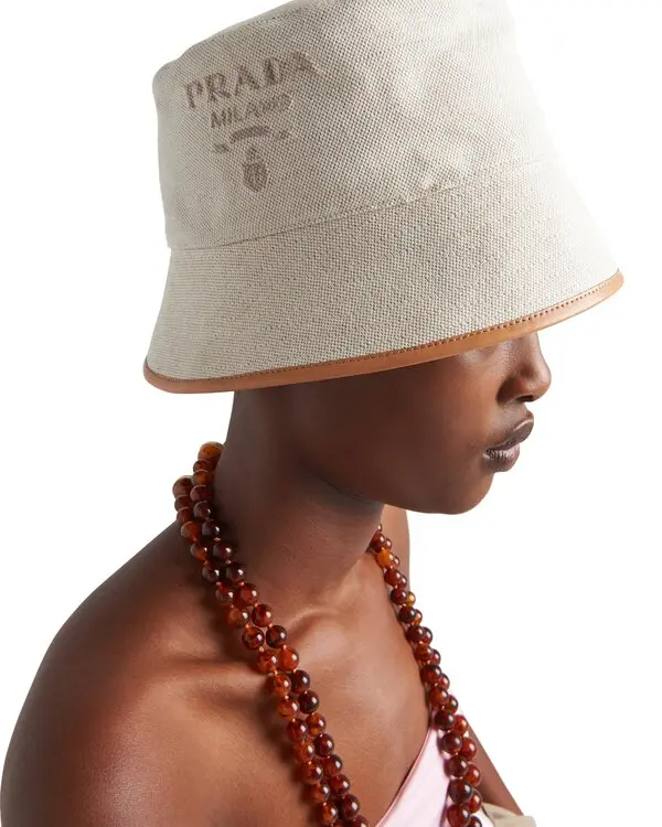 Prada Linen-blend Bucket Hat - Neutral