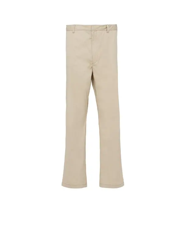 Prada Stretch Poplin Wide Leg Pants - Neutral
