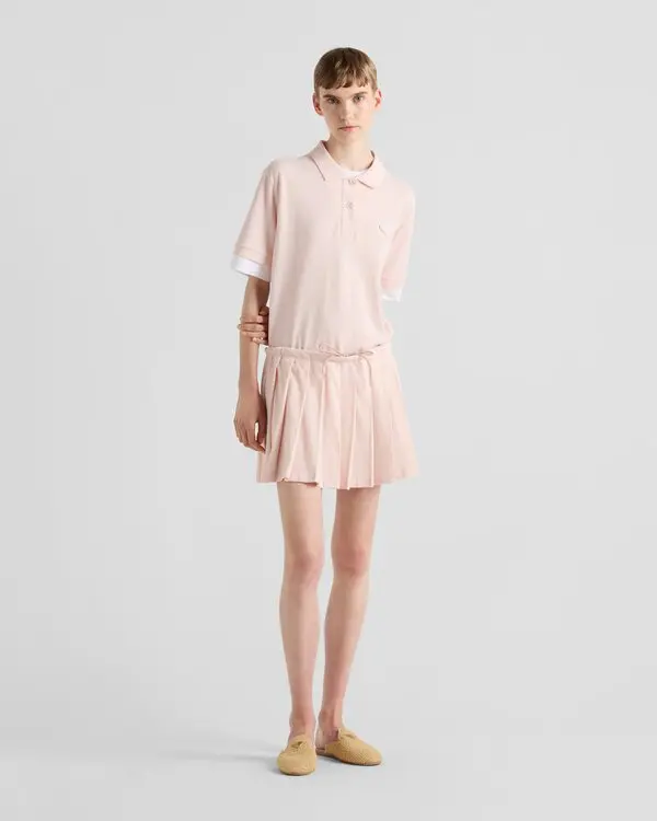 Prada Pleated Piqué Miniskirt