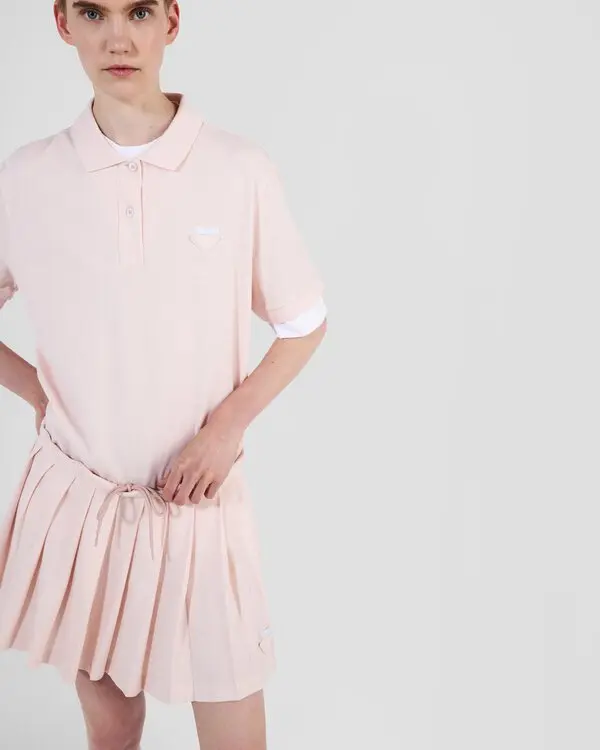 Prada Pleated Piqué Miniskirt