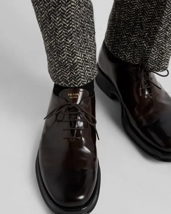 Prada Brushed Leather Lace-Up Shoes - Sienna | Editorialist