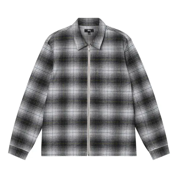 StÜssy Paul Shadow Plaid Zip Shirt - Black