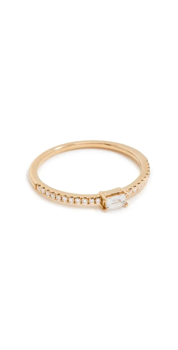 ISA GRUTMAN Baguette Diamond Pave Ring - Yellow Gold