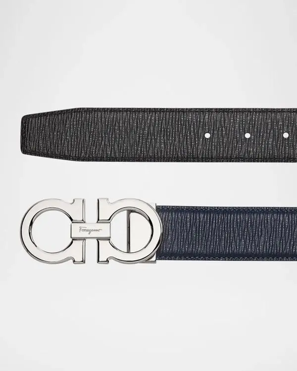 FERRAGAMO Reversible Leather Gancini-buckle Belt
