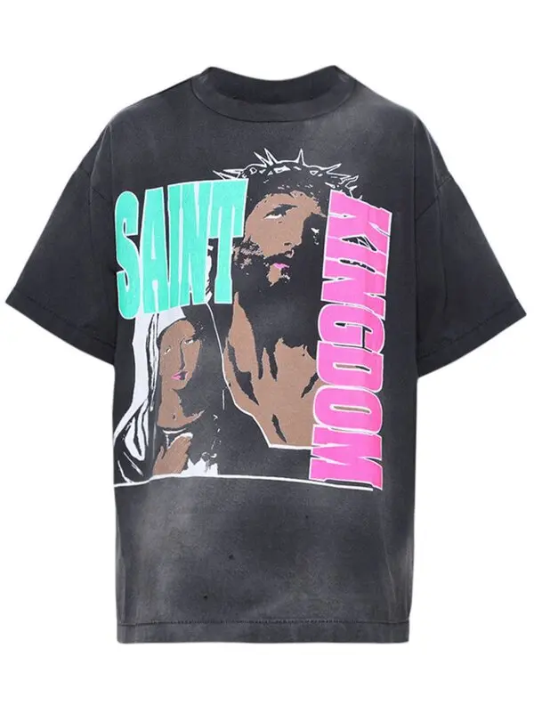 SAINT MXXXXXX Saint Kindgom Cotton T-shirt - Black