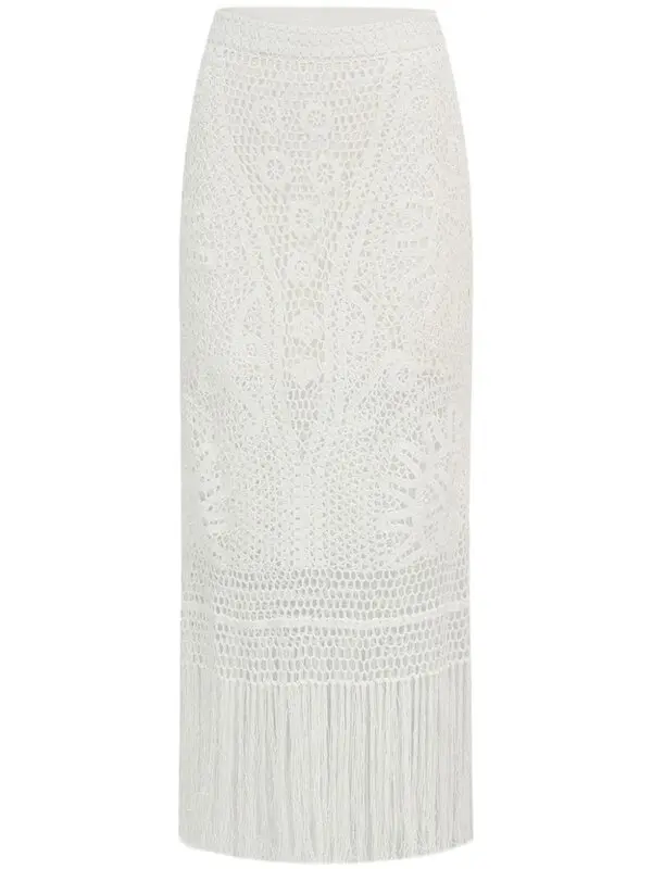 Shanghai Tang Open-knit Straight Skirt
