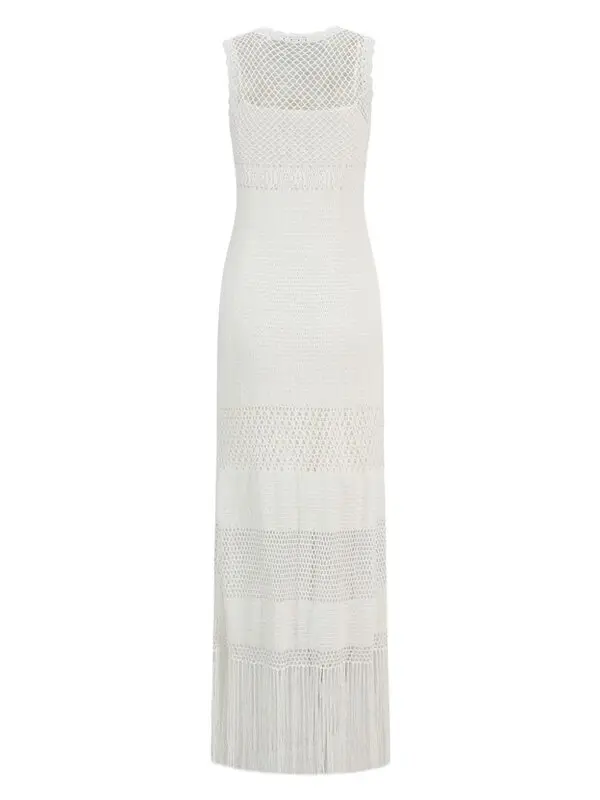 Shanghai Tang Crochet Fringed Maxi Dress