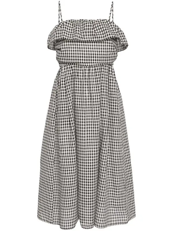B+AB Checkered Cotton Midi Dress