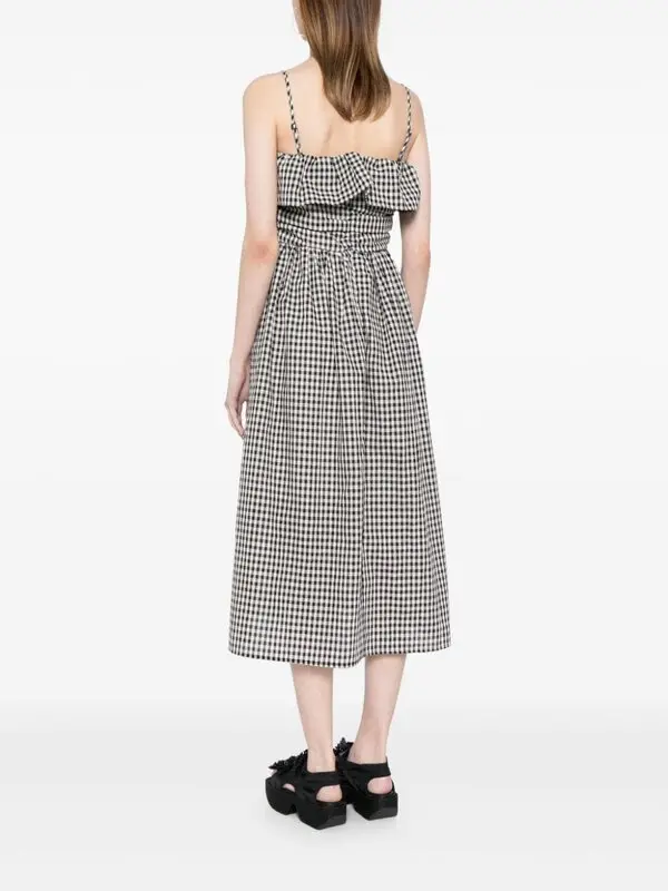 B+AB Checkered Cotton Midi Dress