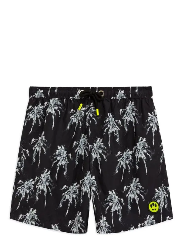 BARROW Palm-tree Print Swim Shorts - Black