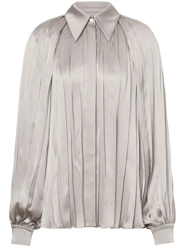Alberta Ferretti Pleated Satin Shirt - Grey
