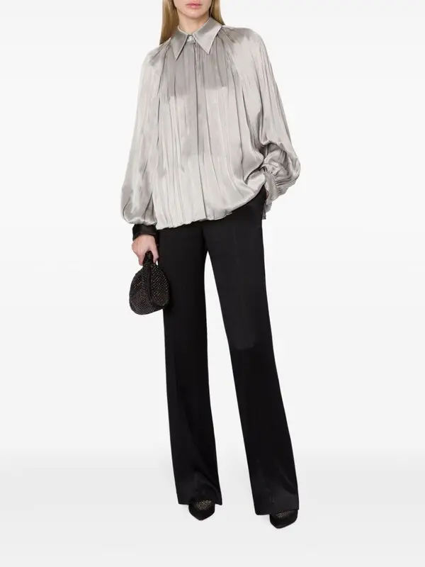 Alberta Ferretti Pleated Satin Shirt - Grey