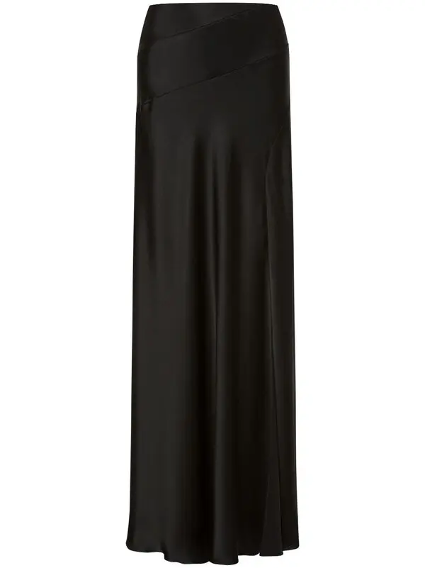 Alberta Ferretti Fluted Satin Maxi Skirt