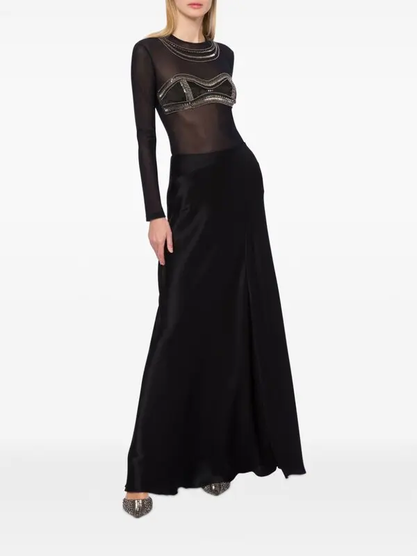 Alberta Ferretti Fluted Satin Maxi Skirt