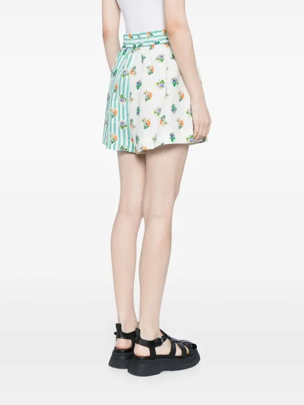 ALEMAIS Floral-print Linen Shorts - Neutrals