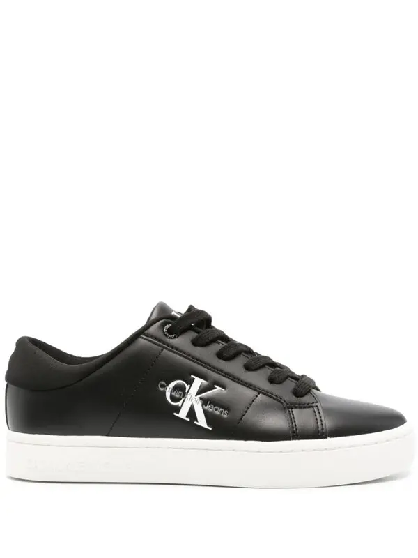 Calvin Klein Debossed-logo Leather Sneakers - Black