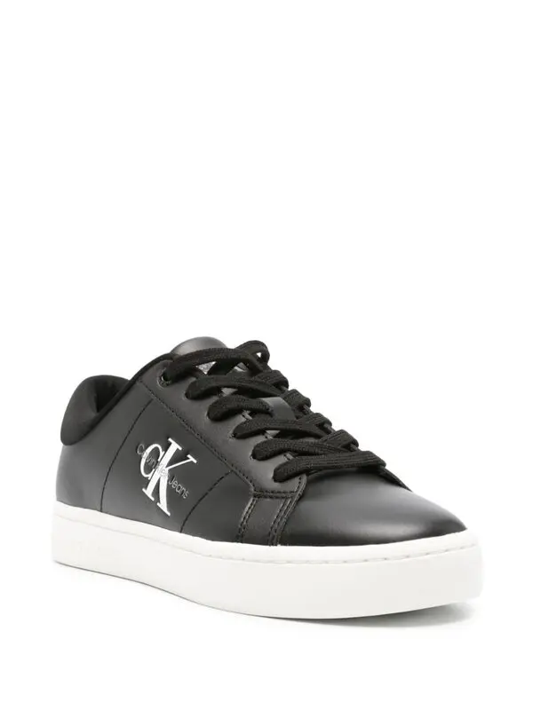 Calvin Klein Debossed-logo Leather Sneakers - Black
