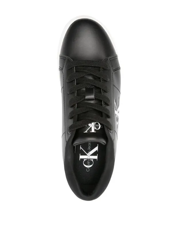 Calvin Klein Debossed-logo Leather Sneakers - Black