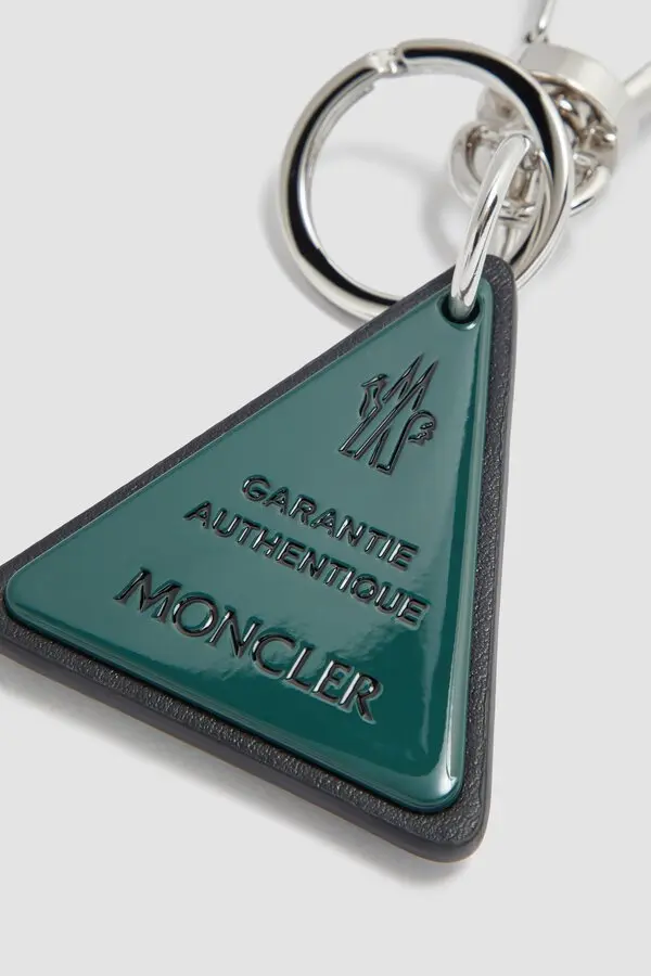 Moncler Logo Leather Key Ring - Green | Editorialist
