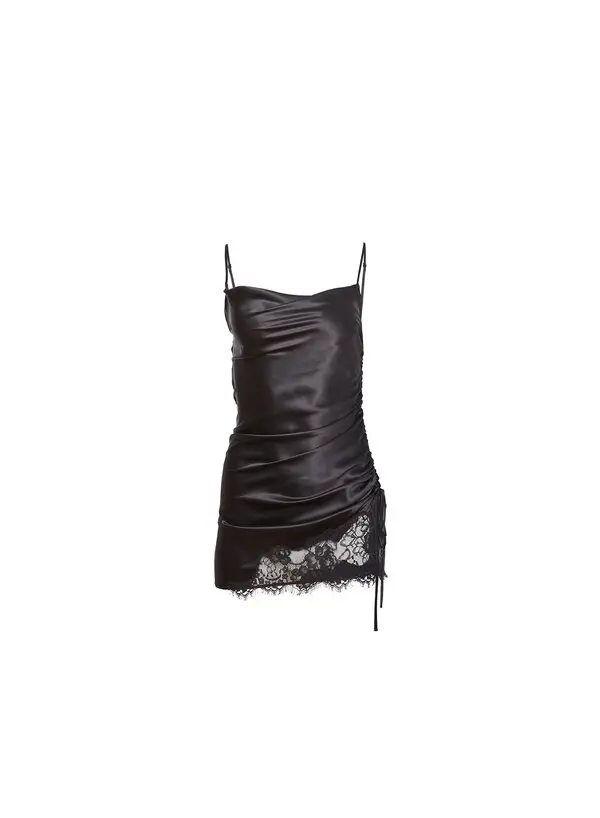 FLEUR DU MAL Silk Ruched Dress - Black