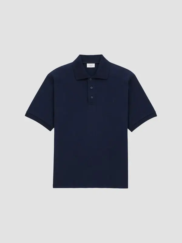 Saint Laurent Cassandre Polo Shirt In Pique - Marine