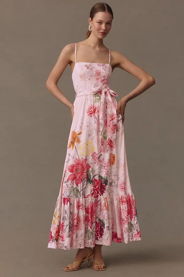 Bhldn Aubree Sleeveless Fit & Flare Linen Maxi Dress In Multicolor - 56%  Off | Editorialist