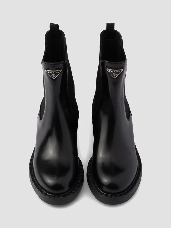Prada Brushed Calf Leather Chelsea Boots