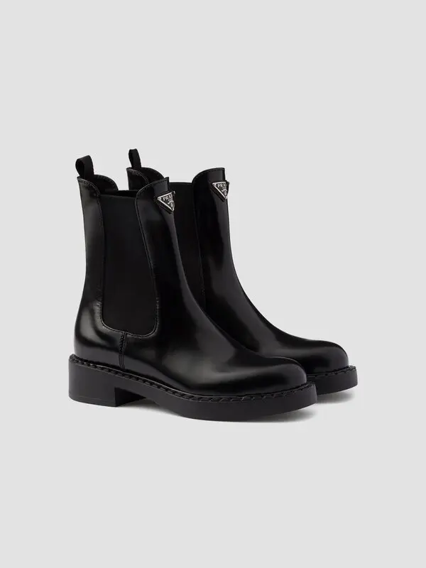 Prada Brushed Calf Leather Chelsea Boots